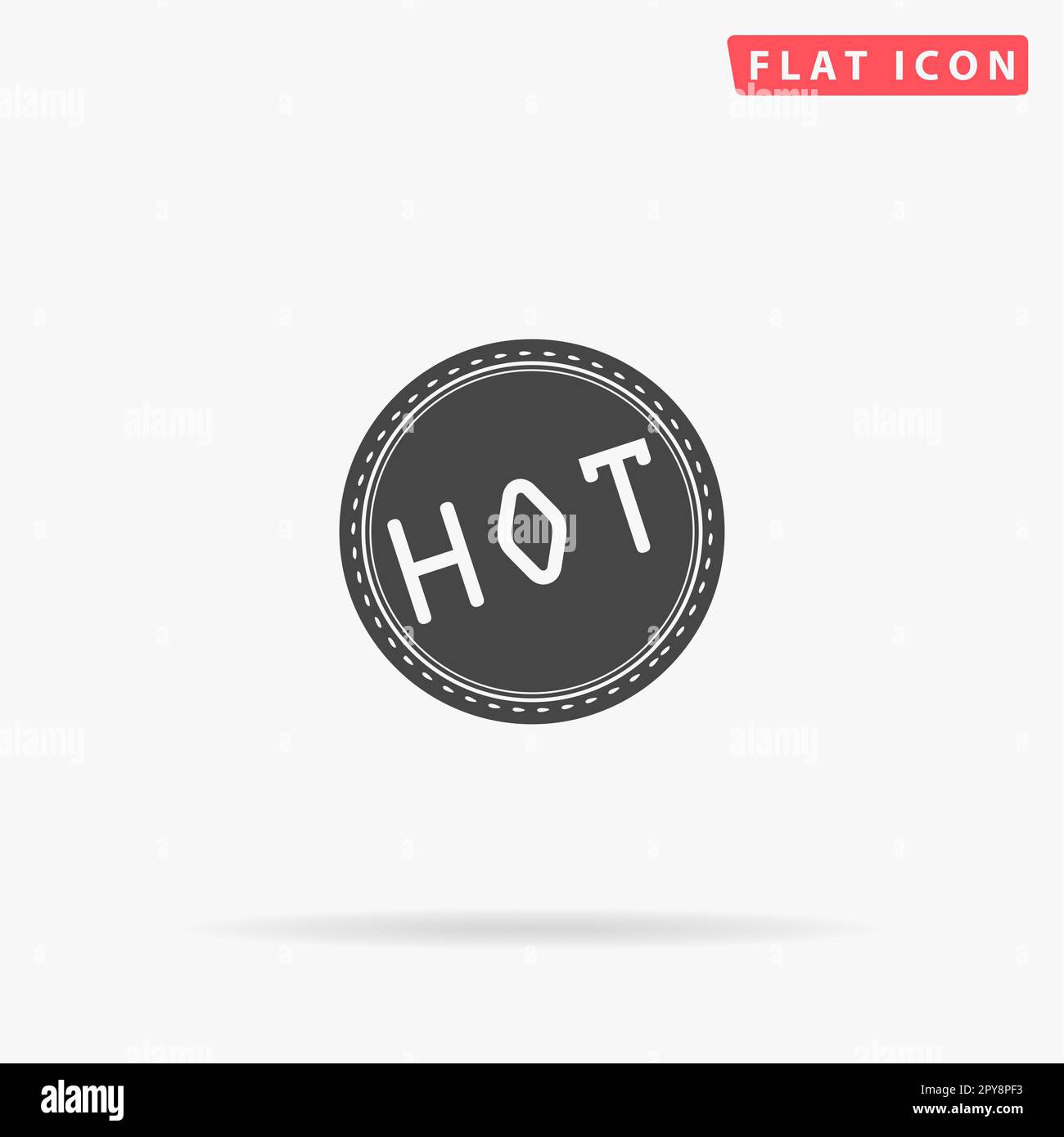 Hot Badge Label or Sticker. Simple flat black symbol with shadow on ...