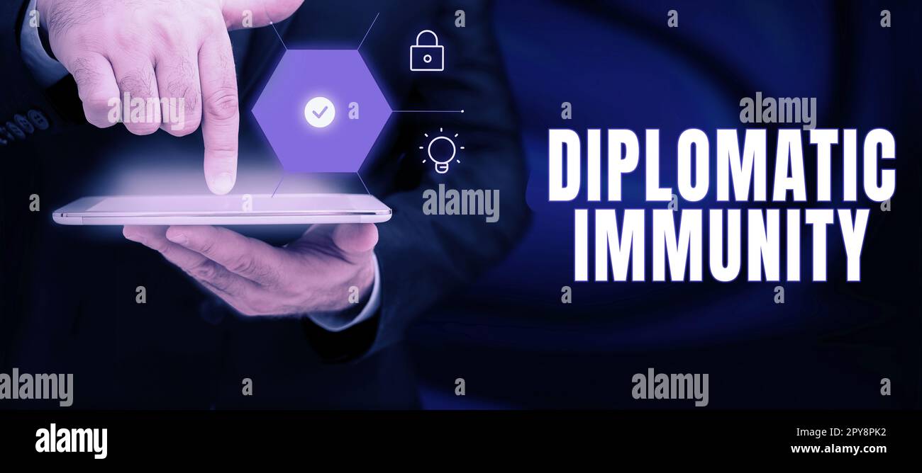 Handwriting text Diplomatic Immunity. Internet Concept law that gives ...