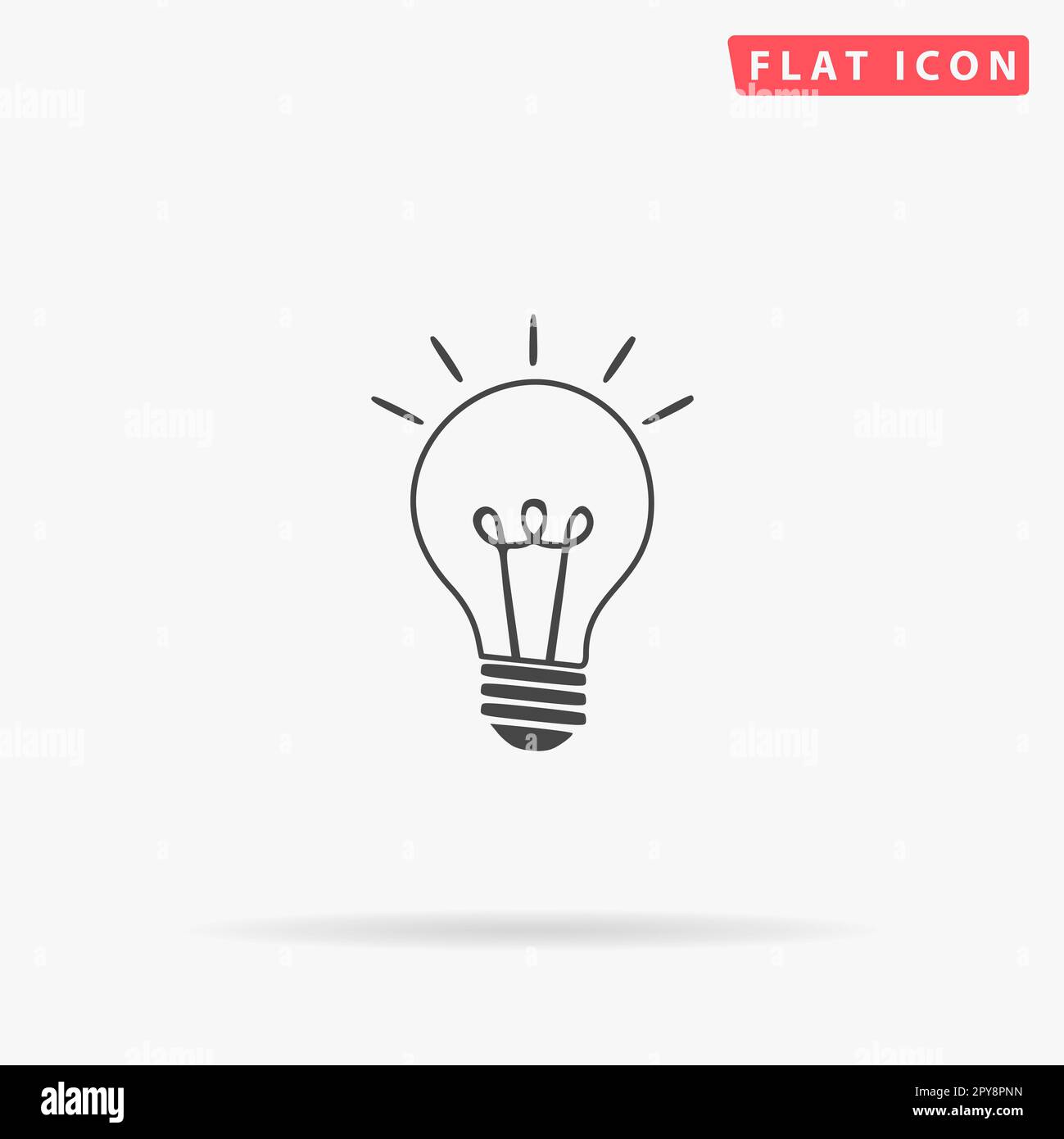 Light lamp sign. Simple flat black symbol with shadow on white ...