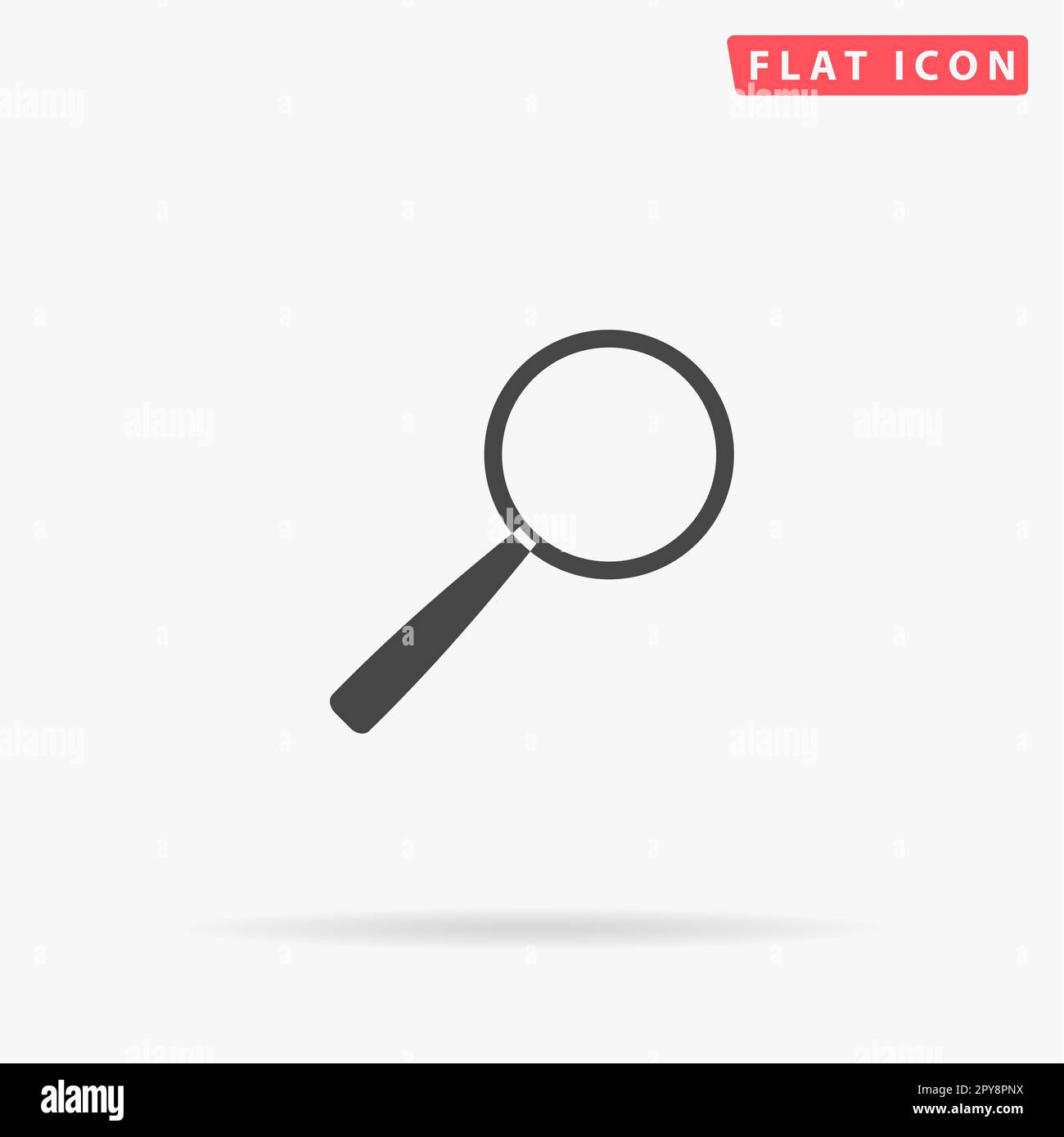 Magnifying glass. Search. Simple flat black symbol with shadow on white ...