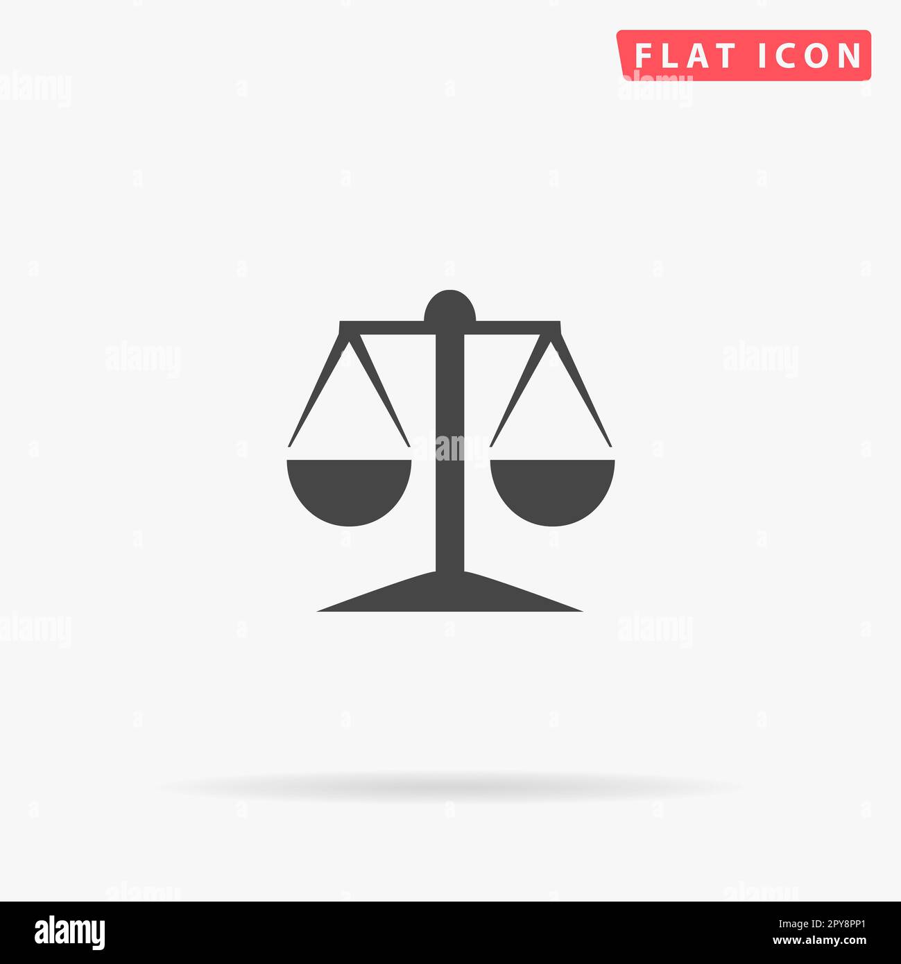 Mechanical scales. Simple flat black symbol with shadow on white ...