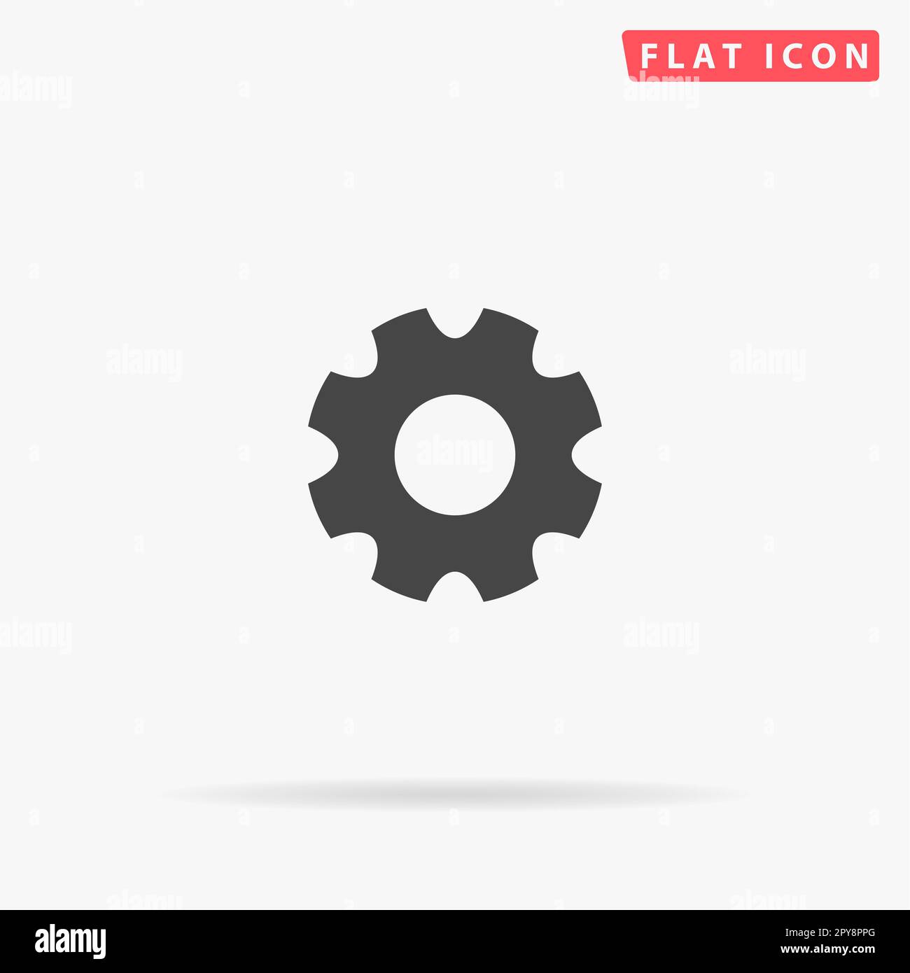 Machine gear. Simple flat black symbol with shadow on white background ...