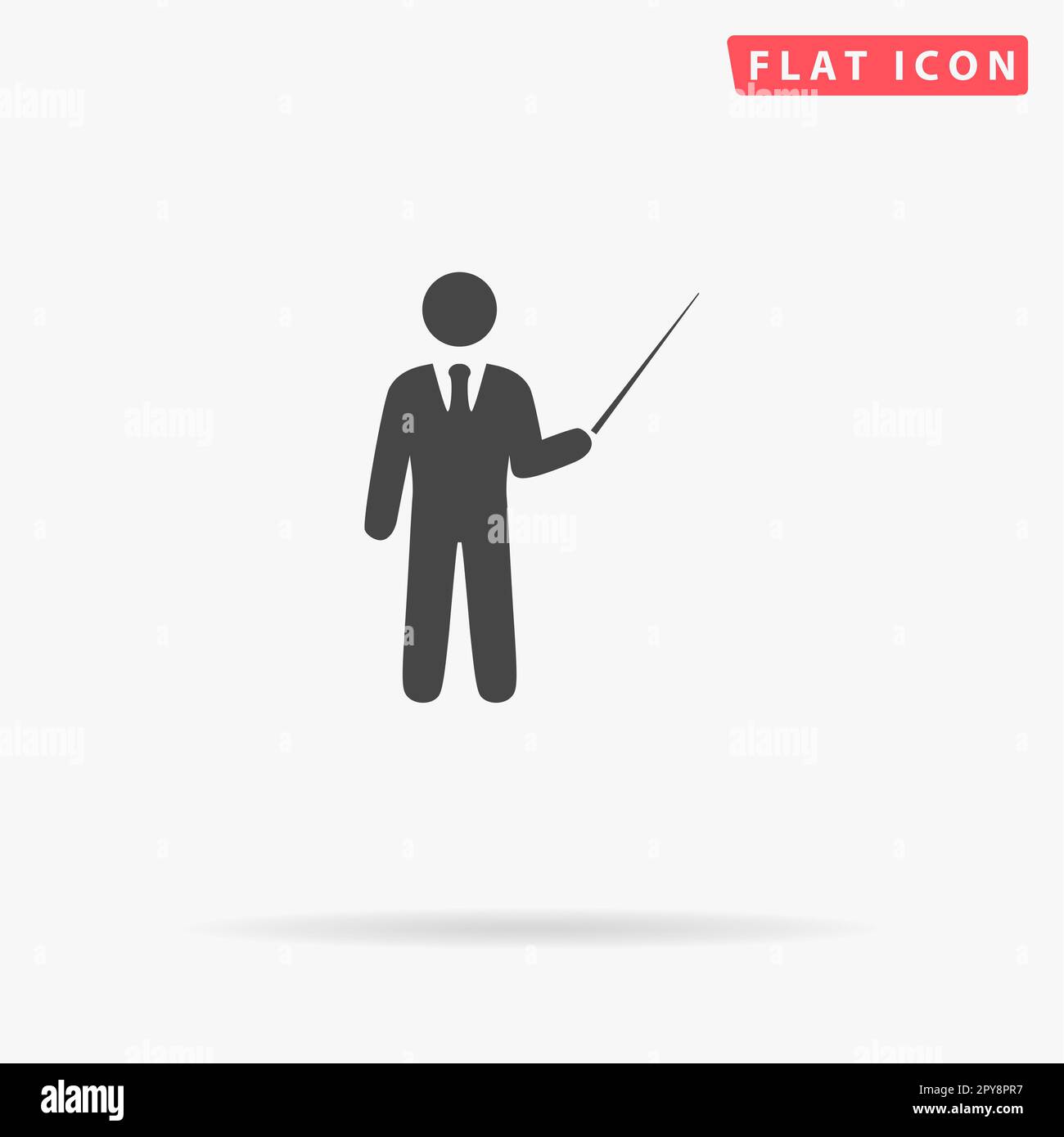 Man standing with pointe. Simple flat black symbol with shadow on white ...