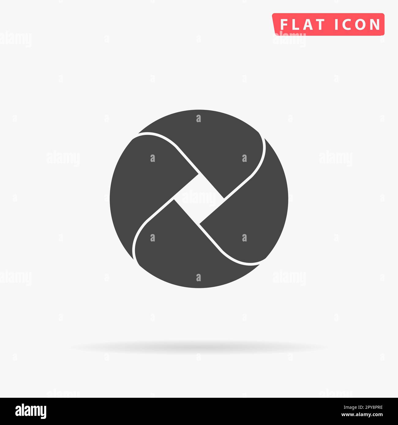 Loop circle. Simple flat black symbol with shadow on white background ...