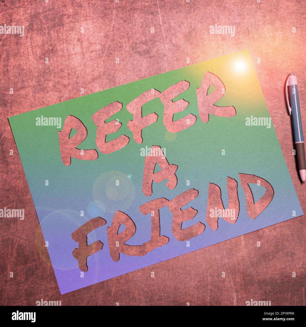 Handwriting text Refer A Friend. Word Written on Recommendation Appoint ...