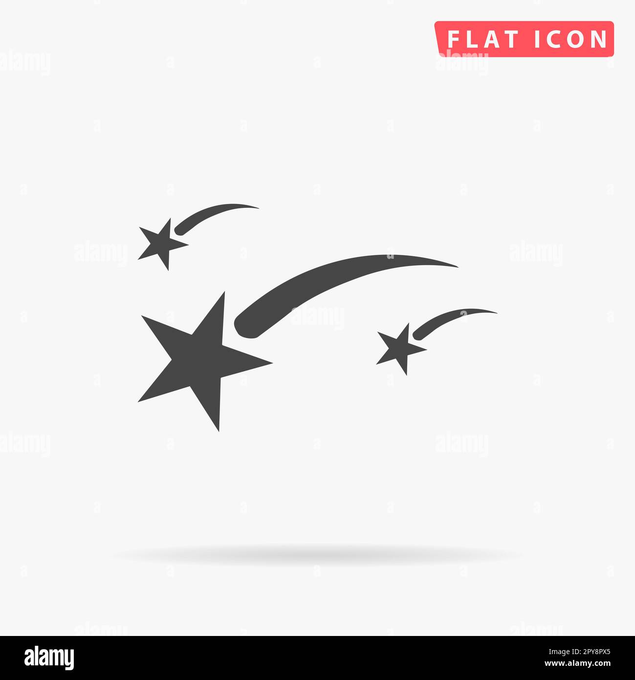 Meteor. Simple flat black symbol with shadow on white background ...