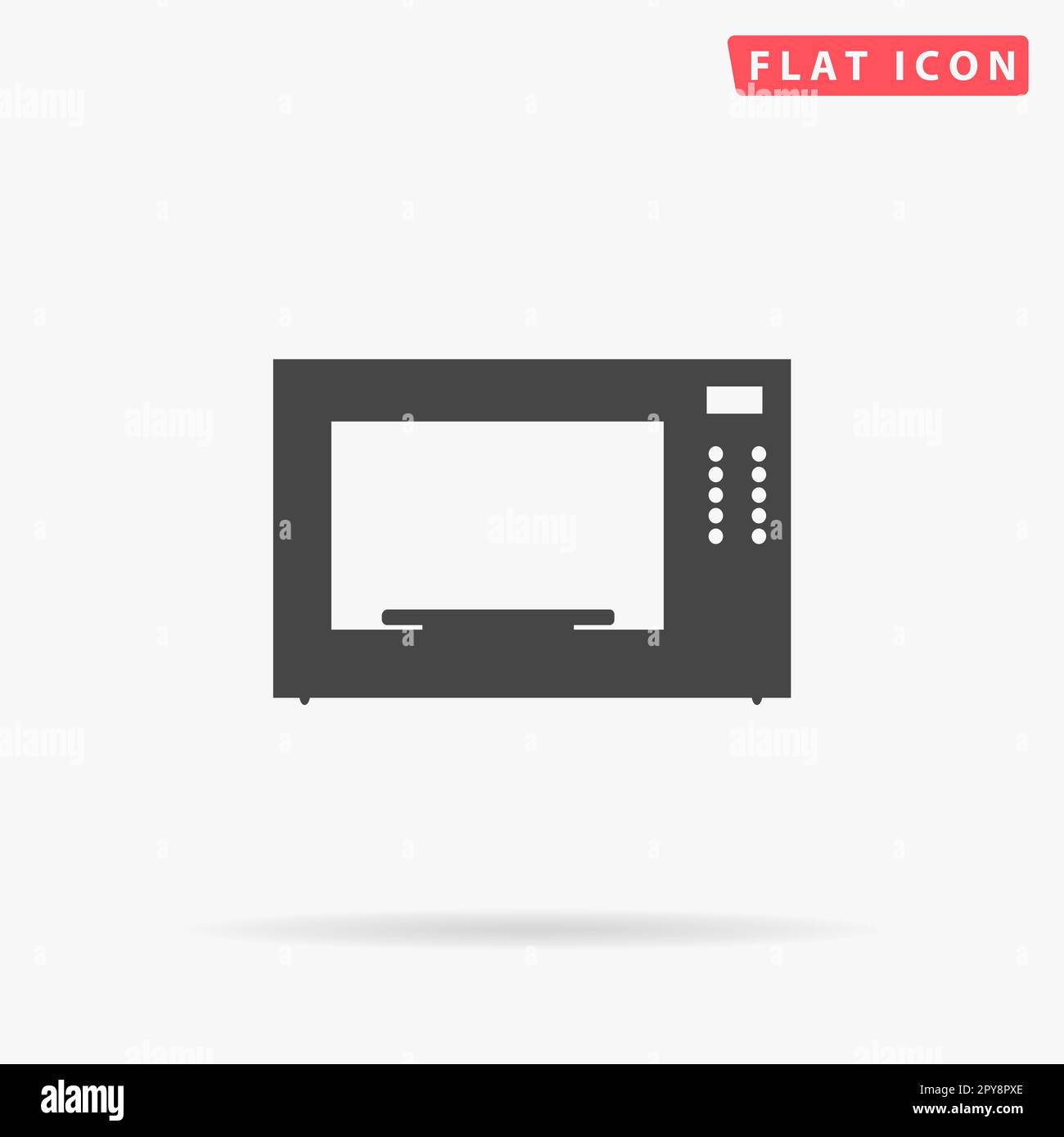 Microwave oven. Simple flat black symbol with shadow on white background. Vector illustration ...