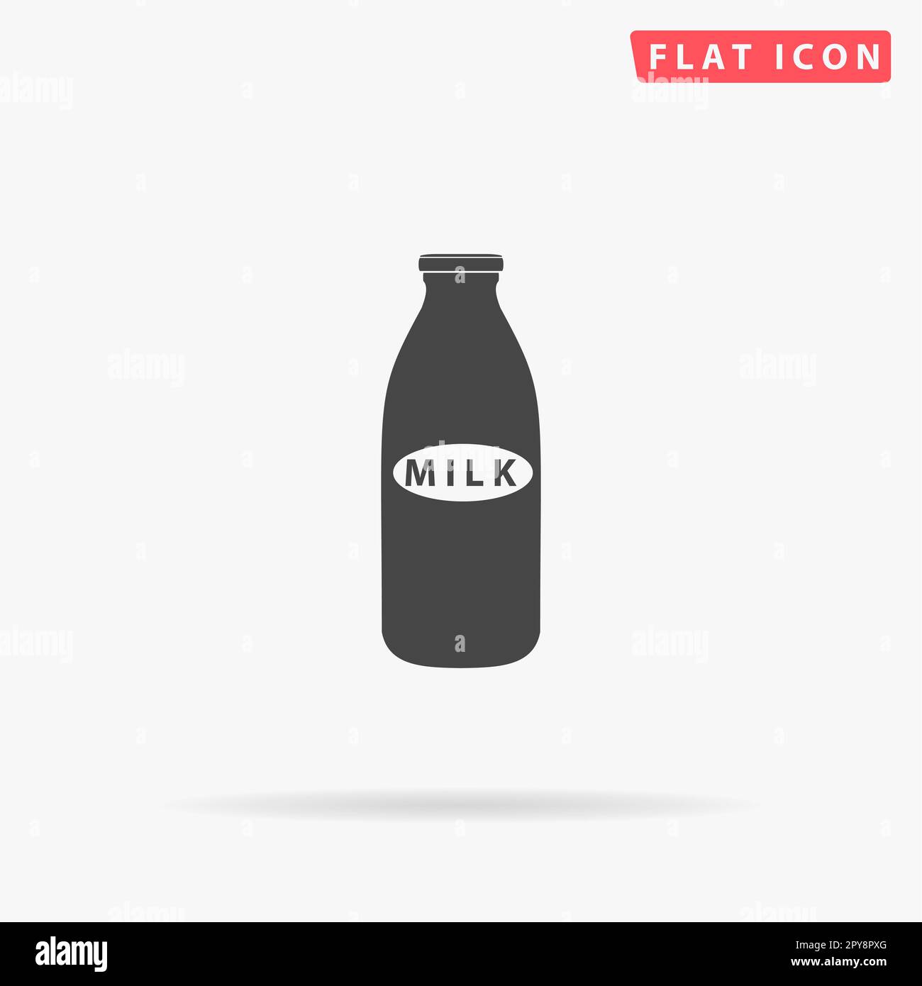 Milk bottle. Simple flat black symbol with shadow on white background ...