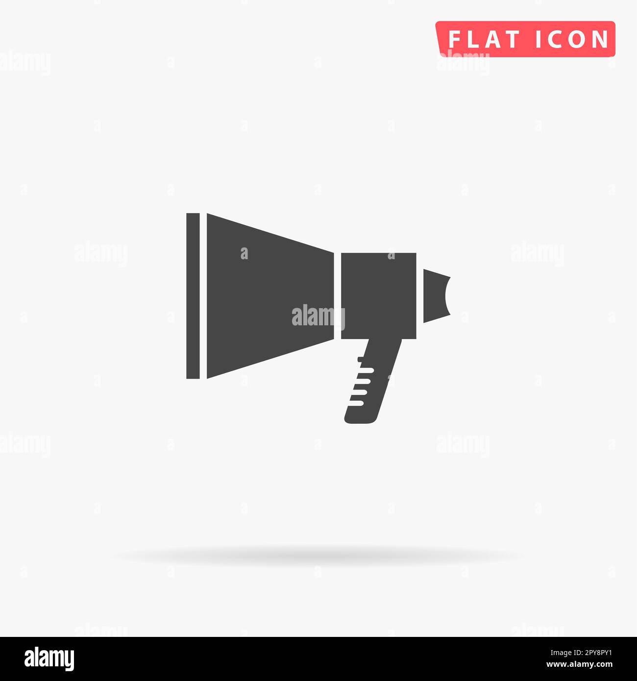 Megaphone. Simple flat black symbol with shadow on white background ...