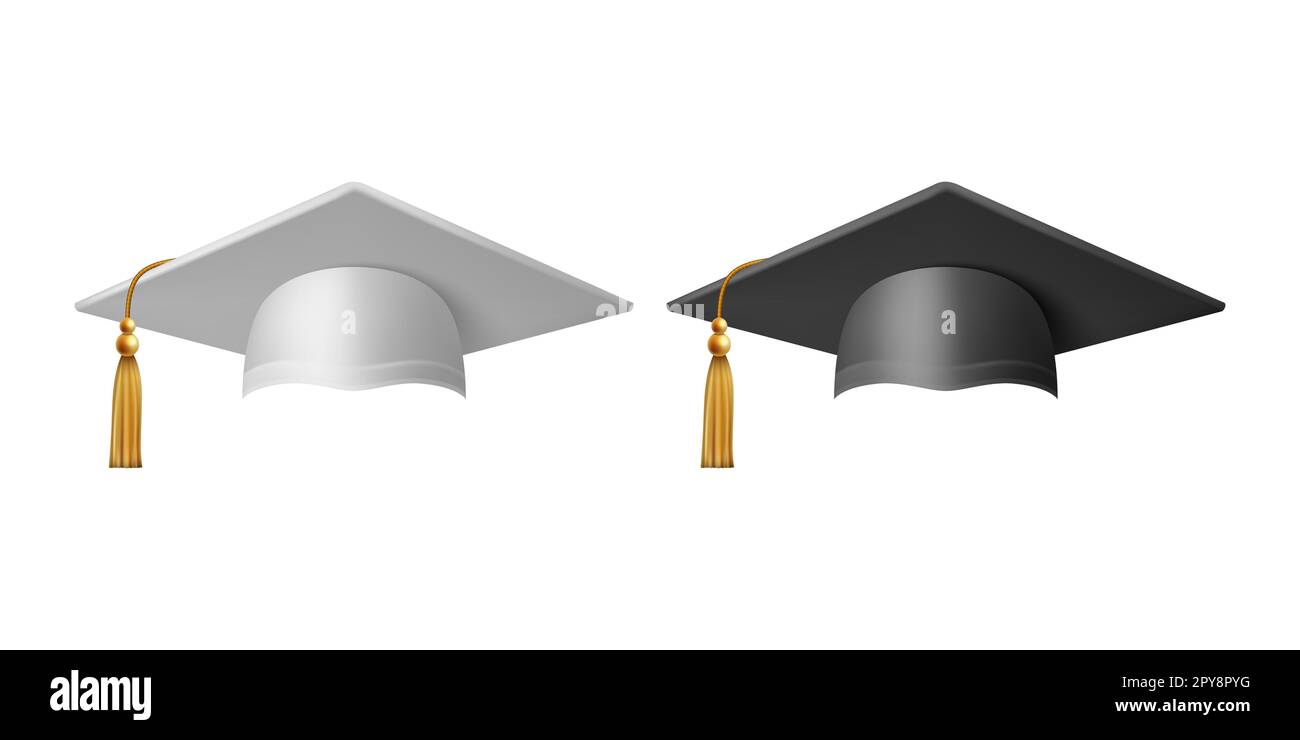 Vector 3d Realistic White and Black Graduate College, High School ...