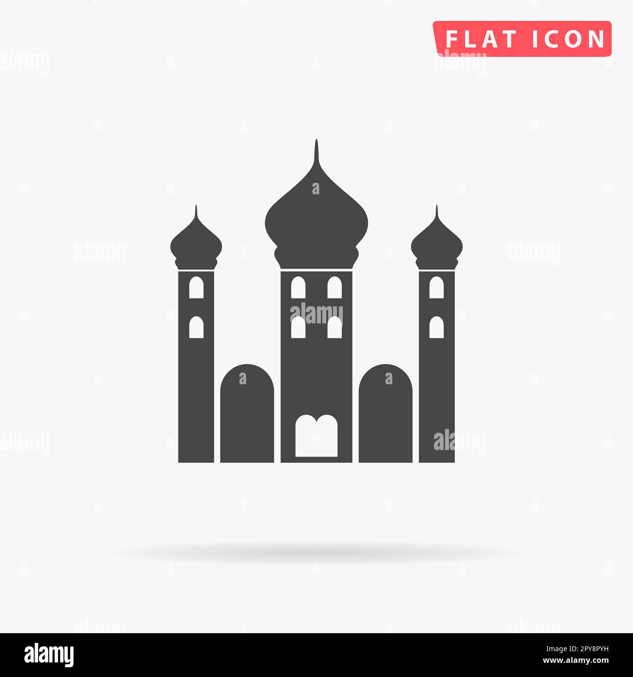 Mosque. Simple flat black symbol with shadow on white background ...