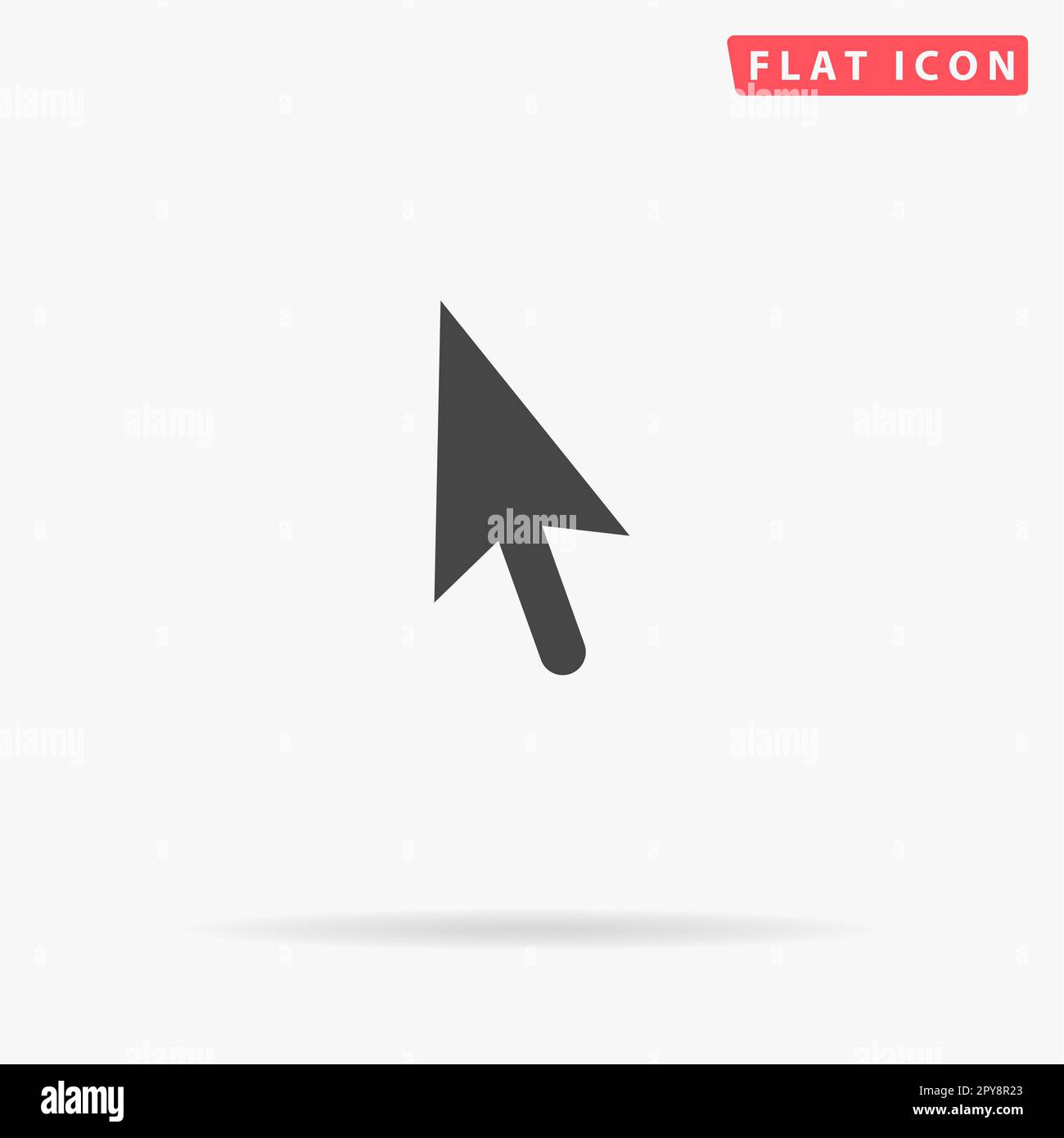 Mouse Arrow Cursor Simple Flat Black Symbol With Shadow On White