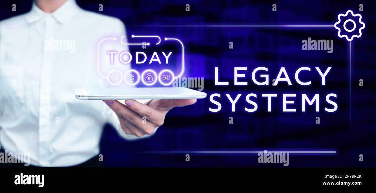 Hand writing sign Legacy Systems. Internet Concept old method ...