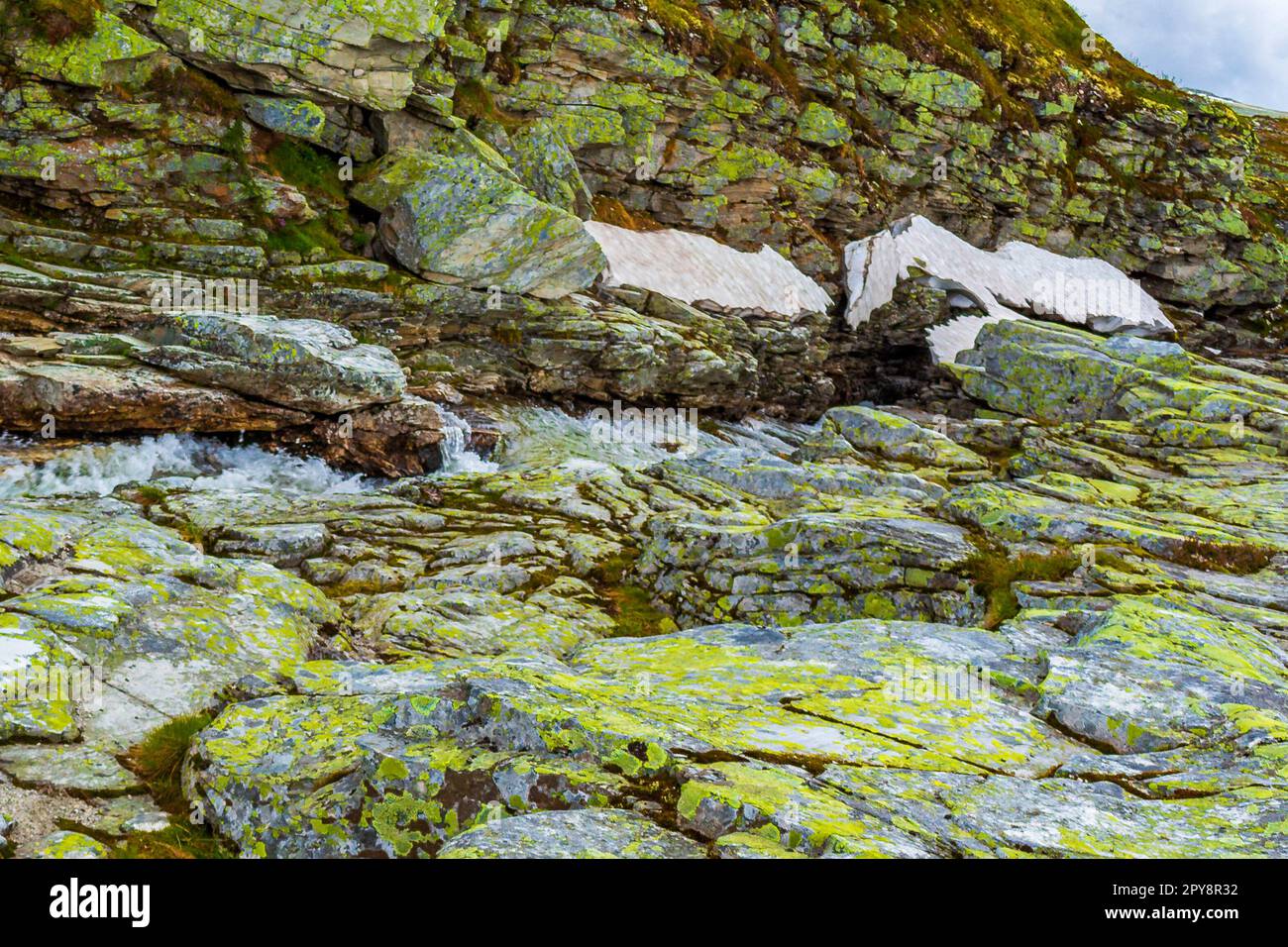 Gorge rocks cliff and waterfall river Rondane National Park Norway ...