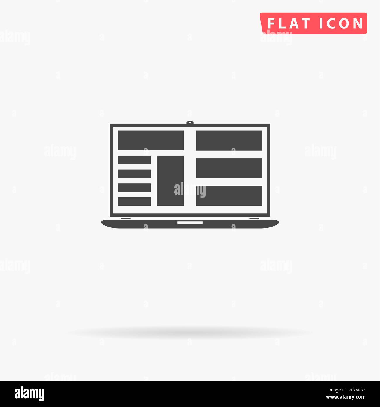 notebook. Simple flat black symbol with shadow on white background ...