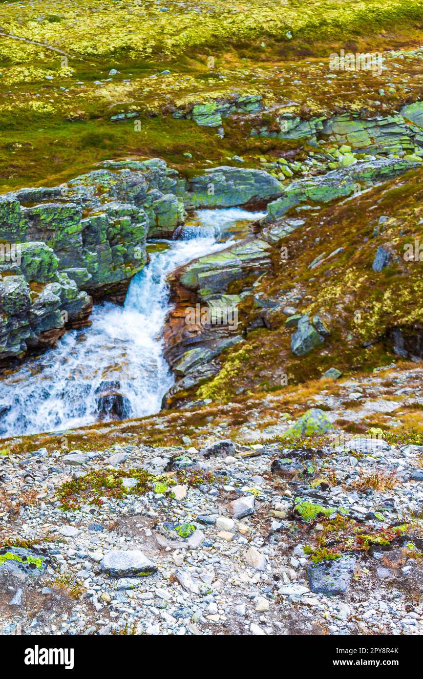 Gorge rocks cliff and waterfall river Rondane National Park Norway ...
