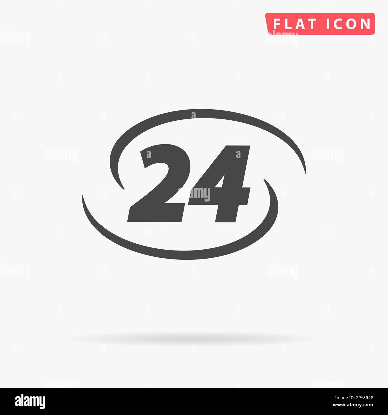 Opening hours. Simple flat black symbol with shadow on white background ...