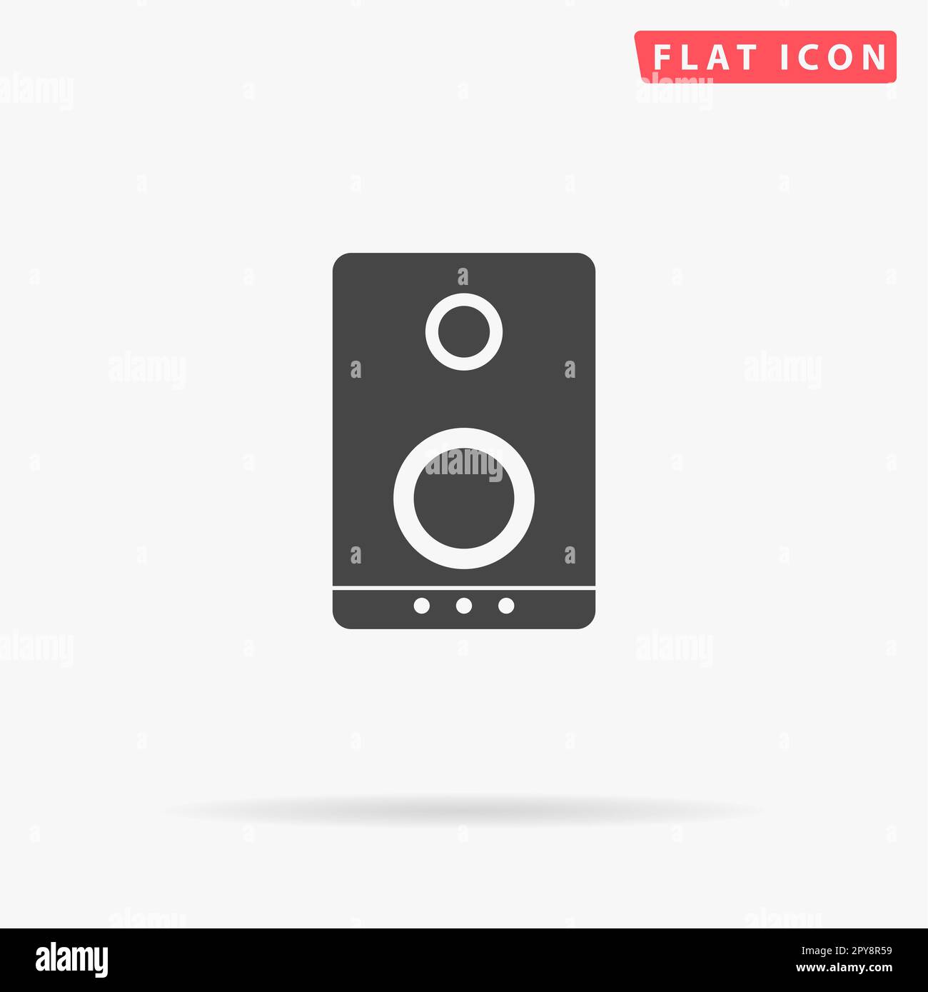 Music speakers. Simple flat black symbol with shadow on white ...