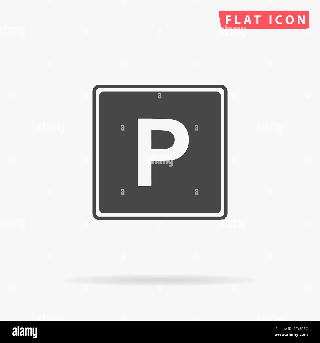 Parking. Simple flat black symbol with shadow on white background ...