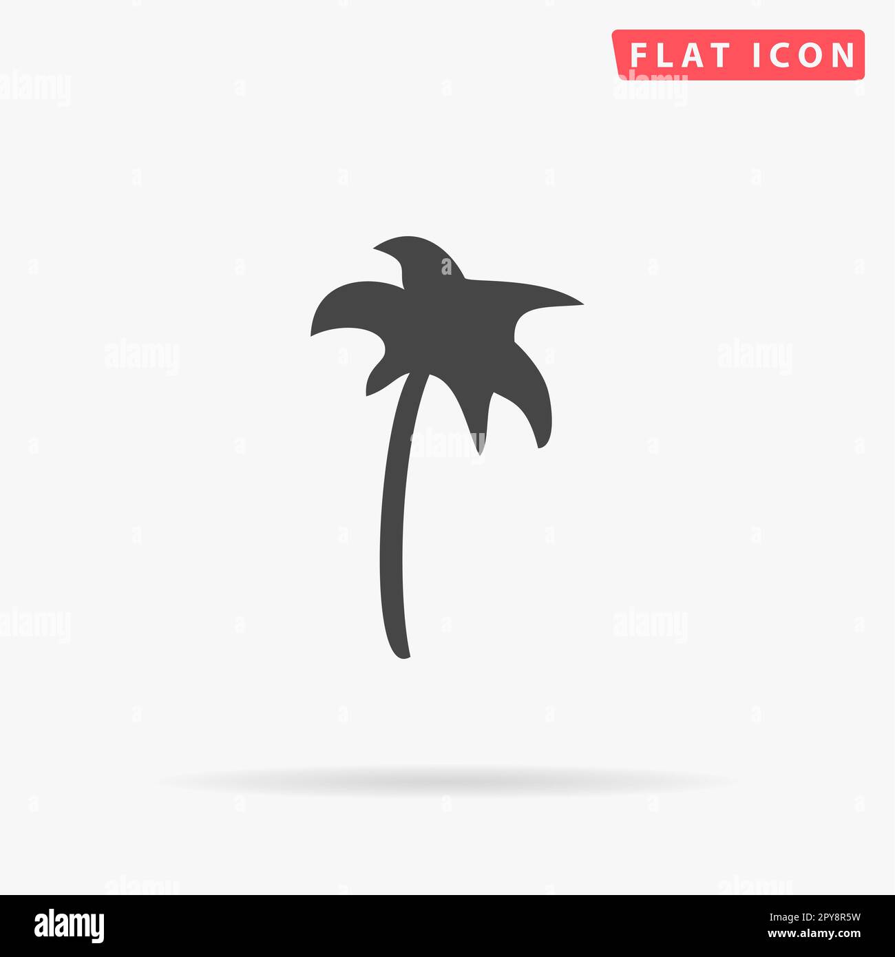 Palm. Simple flat black symbol with shadow on white background. Vector ...