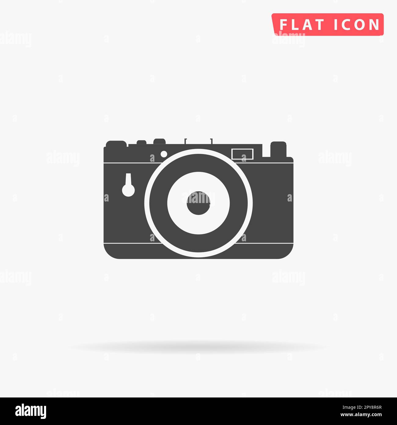 Photo camera. Simple flat black symbol with shadow on white background ...