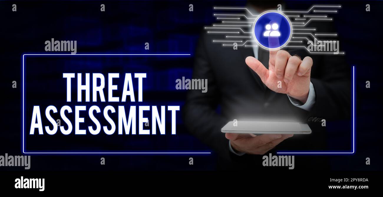 Hand writing sign Threat Assessment. Internet Concept determining the ...
