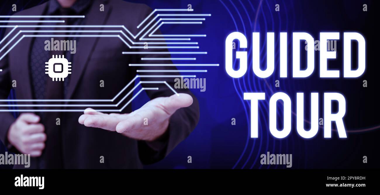 Text showing inspiration Guided Tour. Concept meaning advice or ...