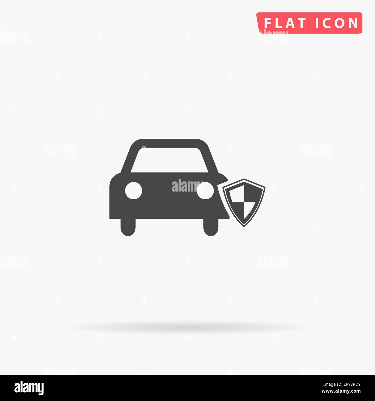 Protect car. Simple flat black symbol with shadow on white background ...