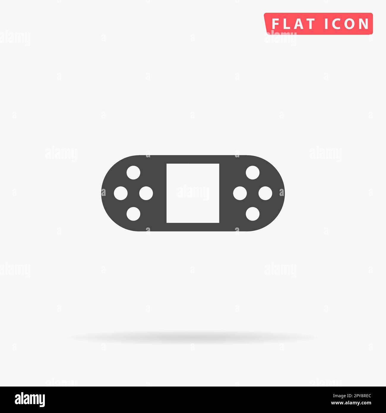 Portable Video Game Console. Simple flat black symbol with shadow on ...