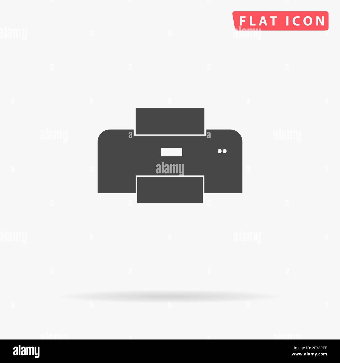 Printer. Simple flat black symbol with shadow on white background ...