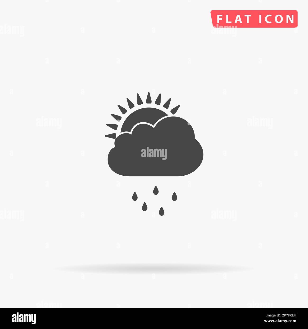 Rainy season. Simple flat black symbol with shadow on white background ...