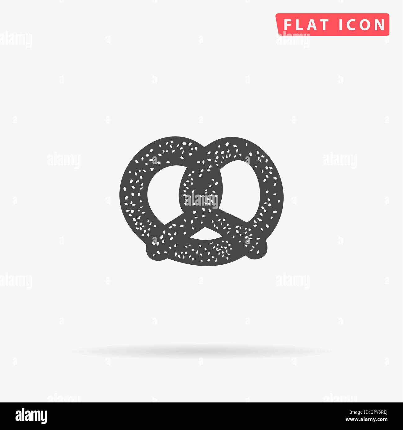 Pretzel. Simple flat black symbol with shadow on white background ...