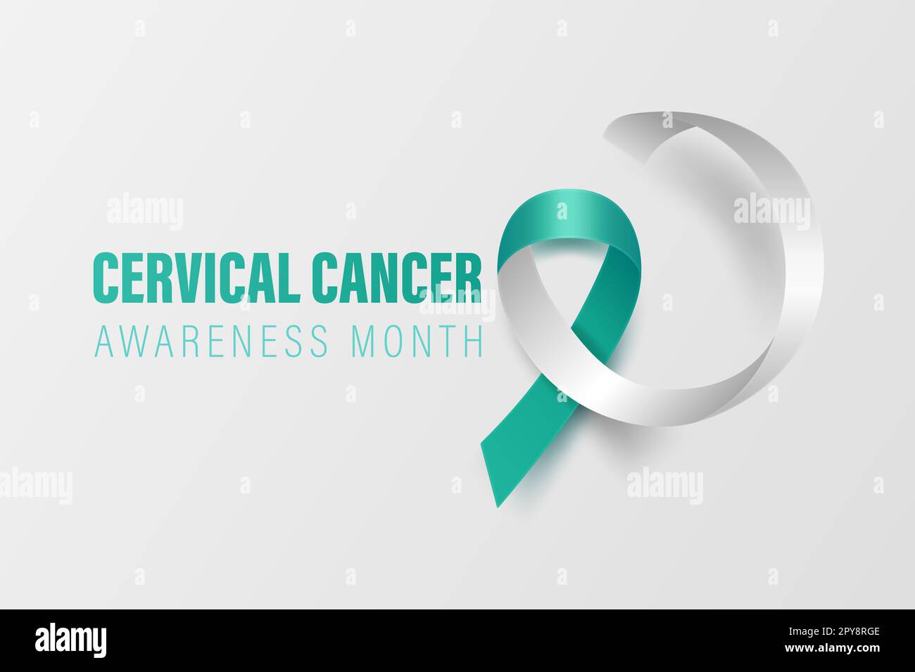 Cervical Cancer Banner, Card, Placard with Vector 3d Realistic Teal and ...