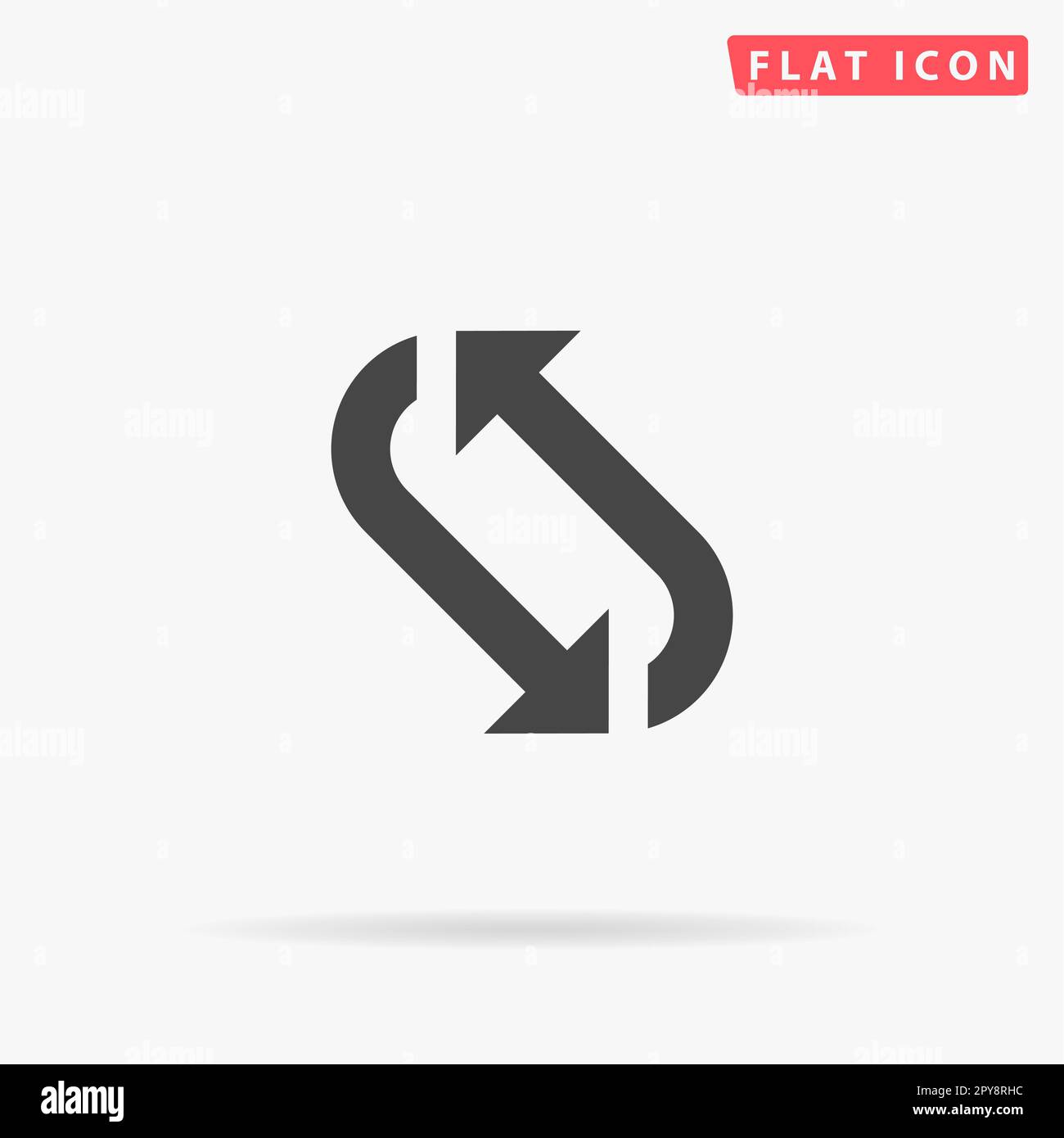 Repetition arrow. Simple flat black symbol with shadow on white ...