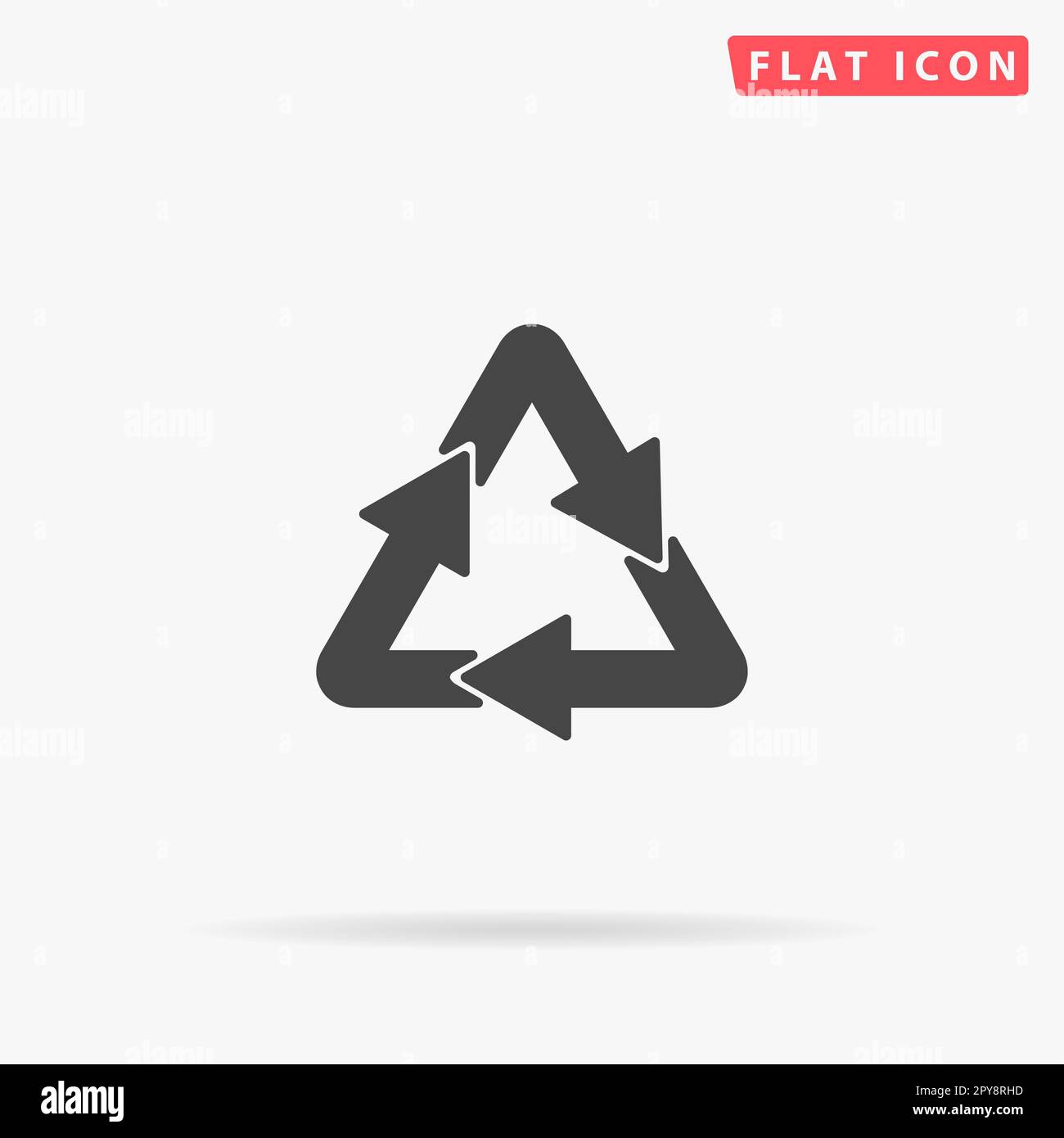 Recycle. Simple flat black symbol with shadow on white background ...