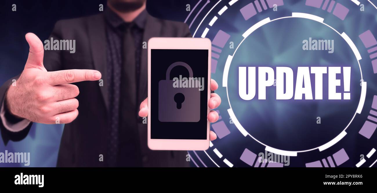 Text sign showing Update. Word Written on Make something more modern ...