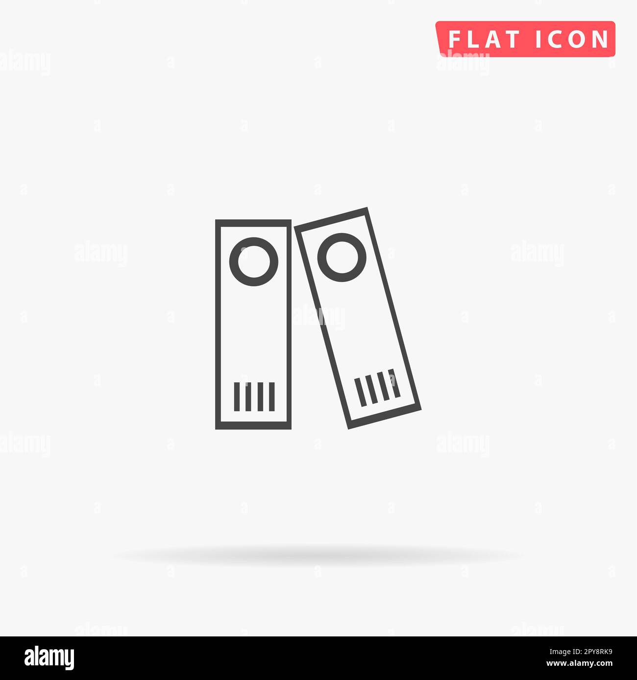 Row of binders. Simple flat black symbol with shadow on white ...