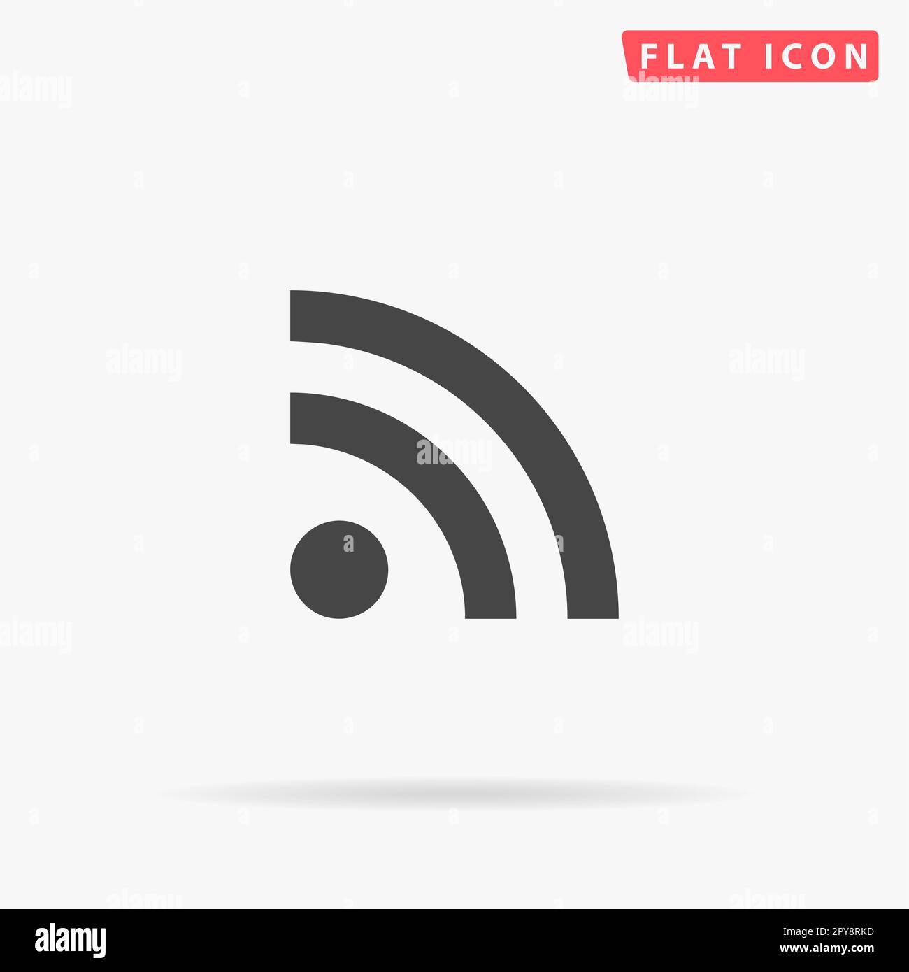 RSS. Simple flat black symbol with shadow on white background. Vector ...
