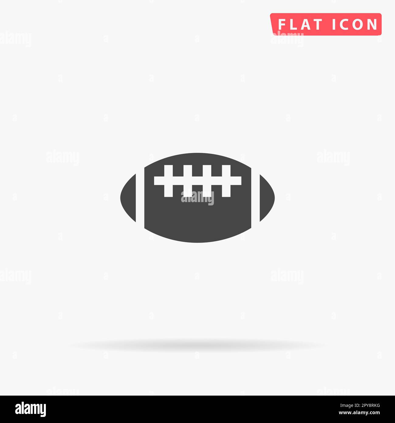 Rugby ball. Simple flat black symbol with shadow on white background ...