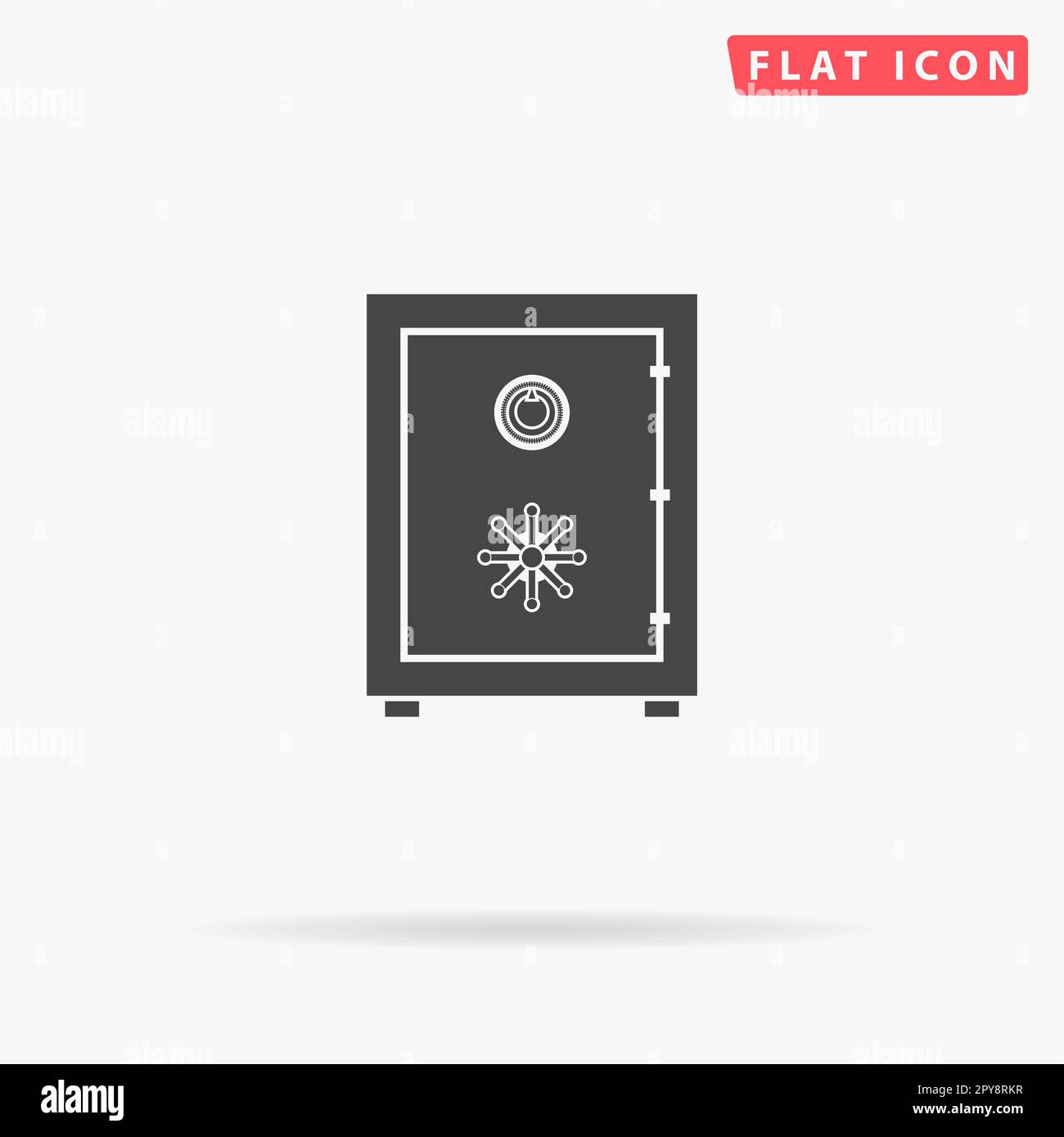 Safe. Simple flat black symbol with shadow on white background. Vector ...