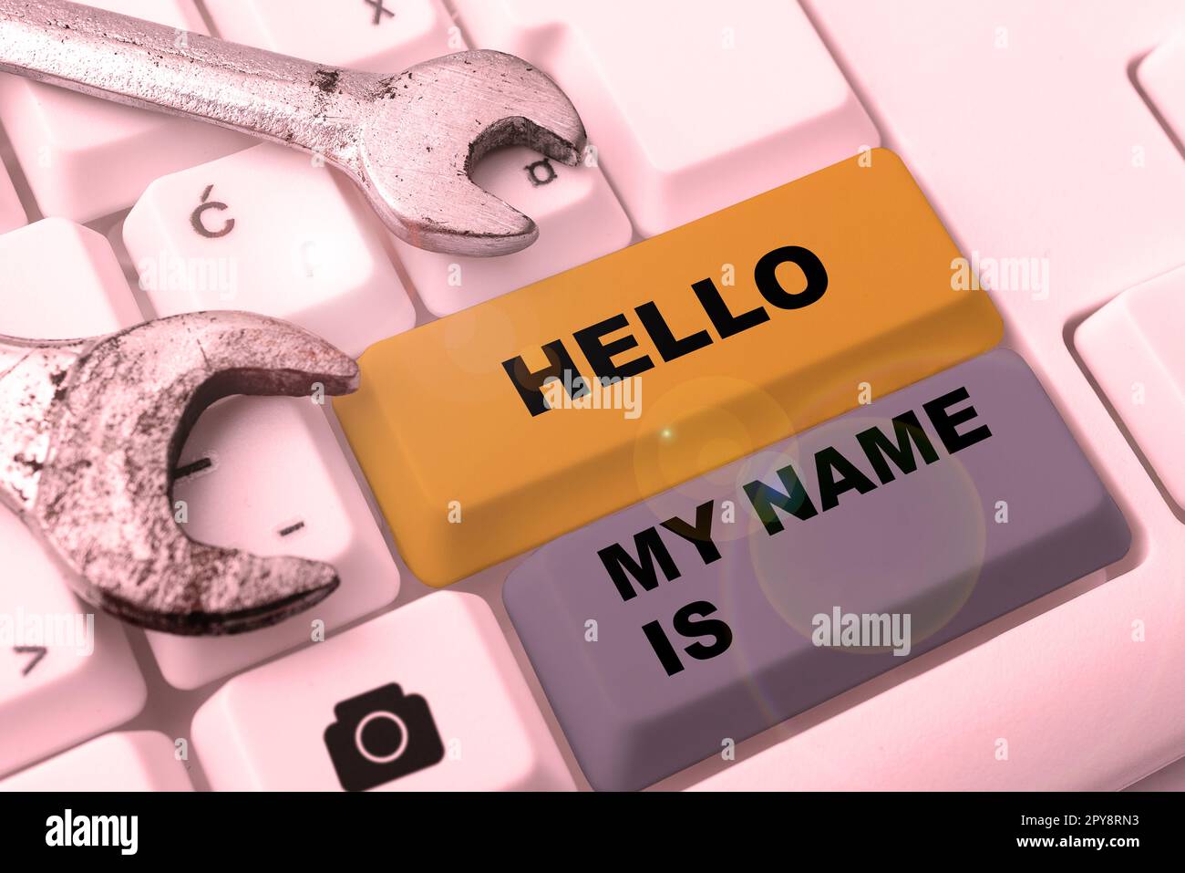 Text showing inspiration Hello My Name Is. Business idea introducing ...