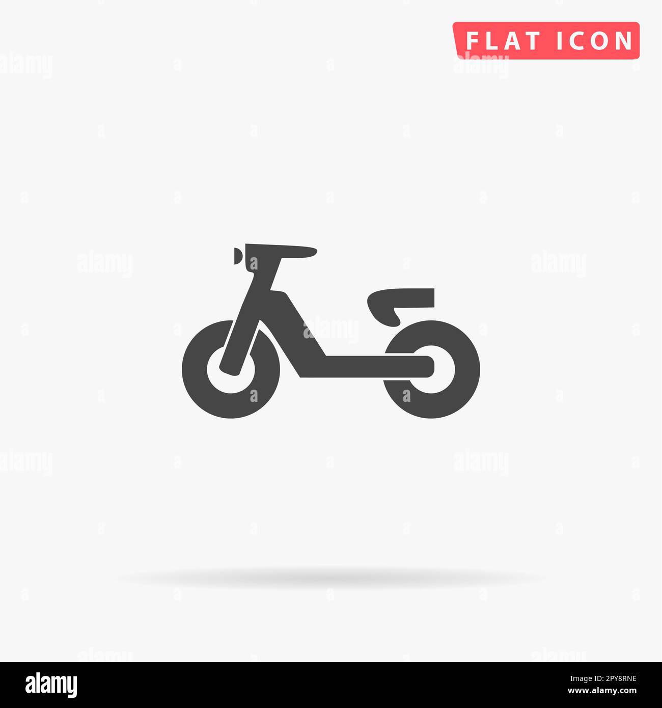 Scooter or moped. Simple flat black symbol with shadow on white ...