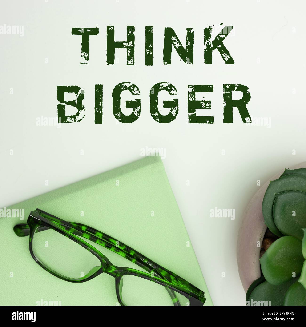 Sign displaying Think Bigger. Business idea being able to dream and ...