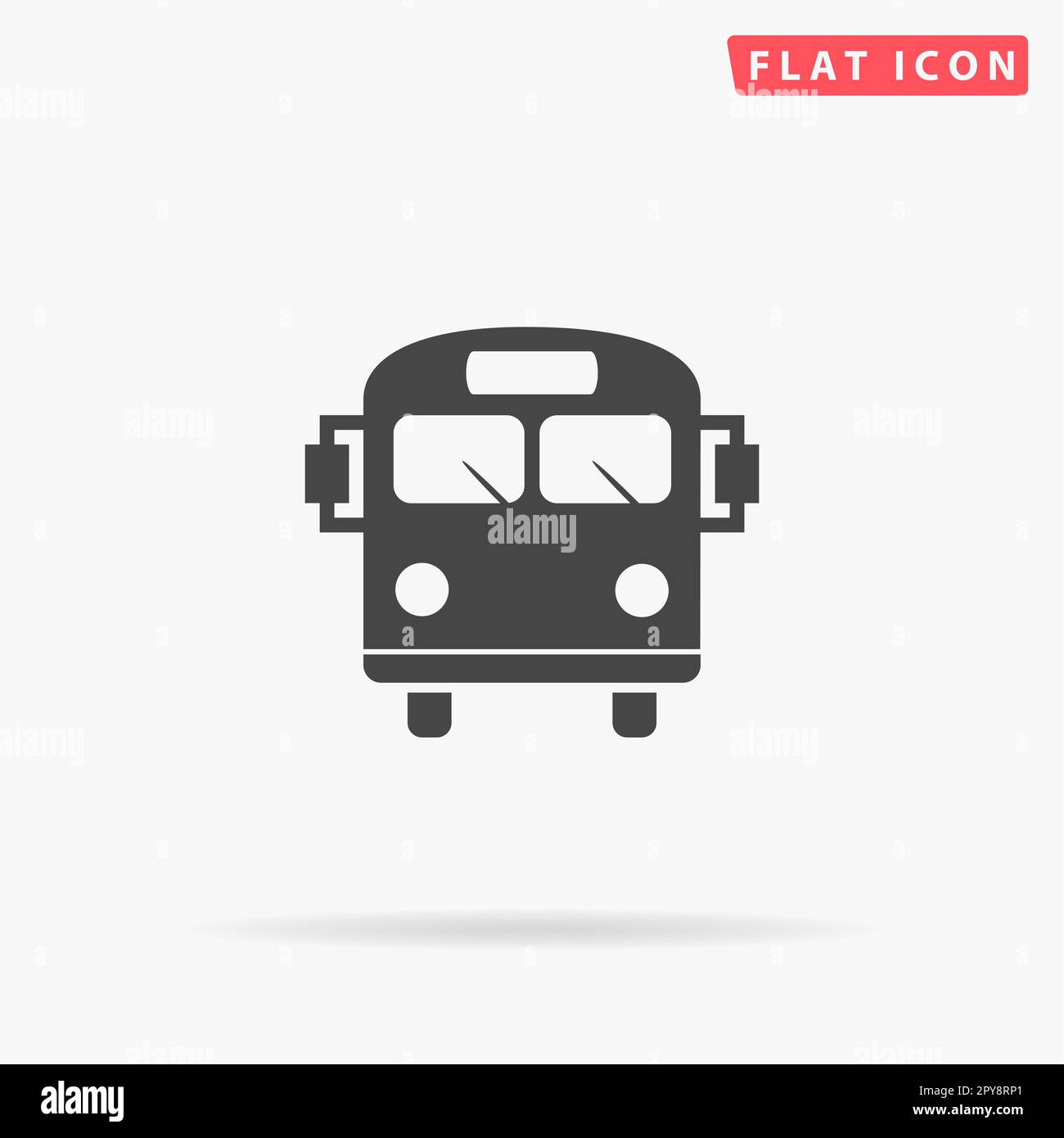 School Bus. Simple flat black symbol with shadow on white background ...