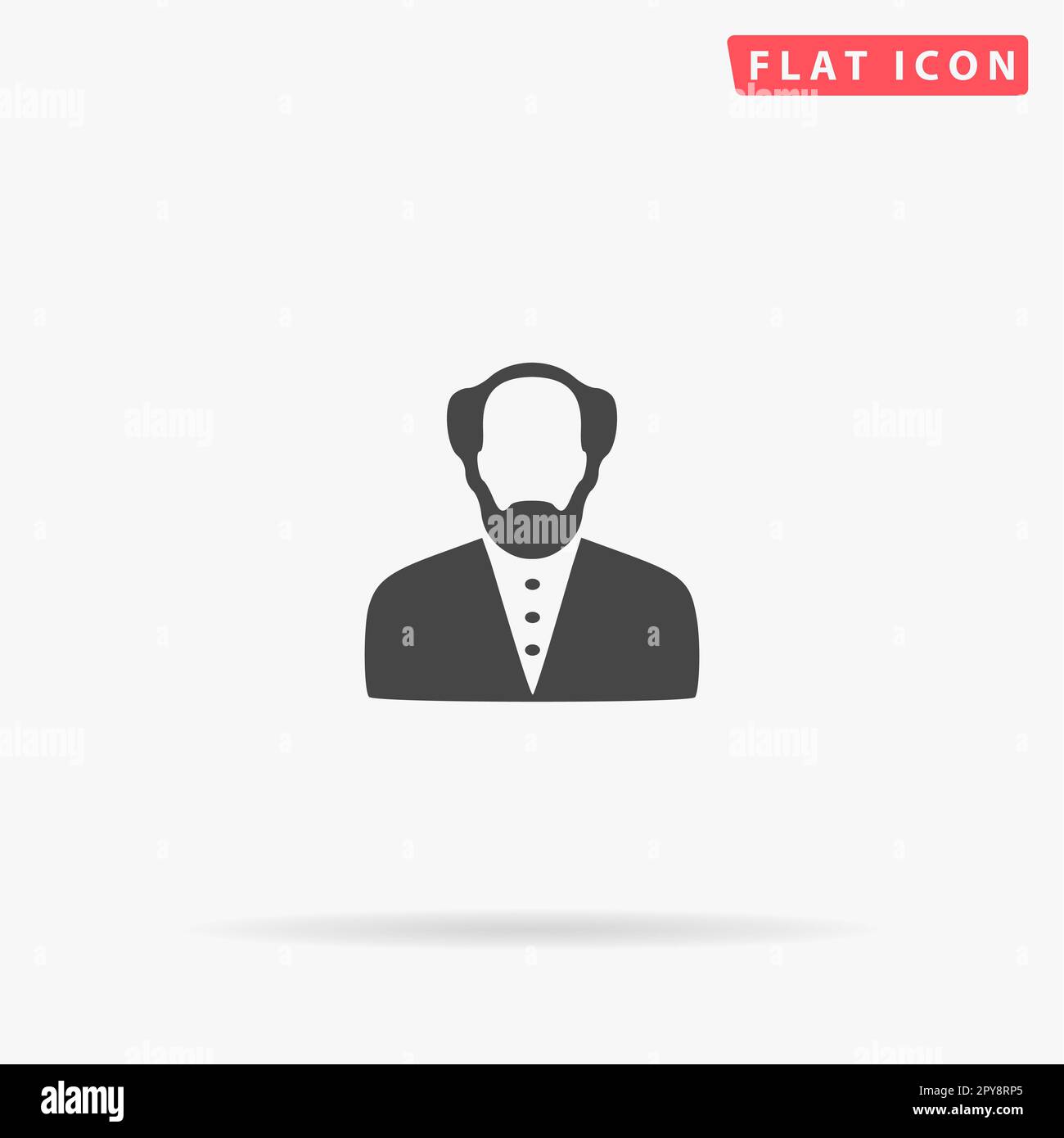 Scientist. Simple flat black symbol with shadow on white background ...