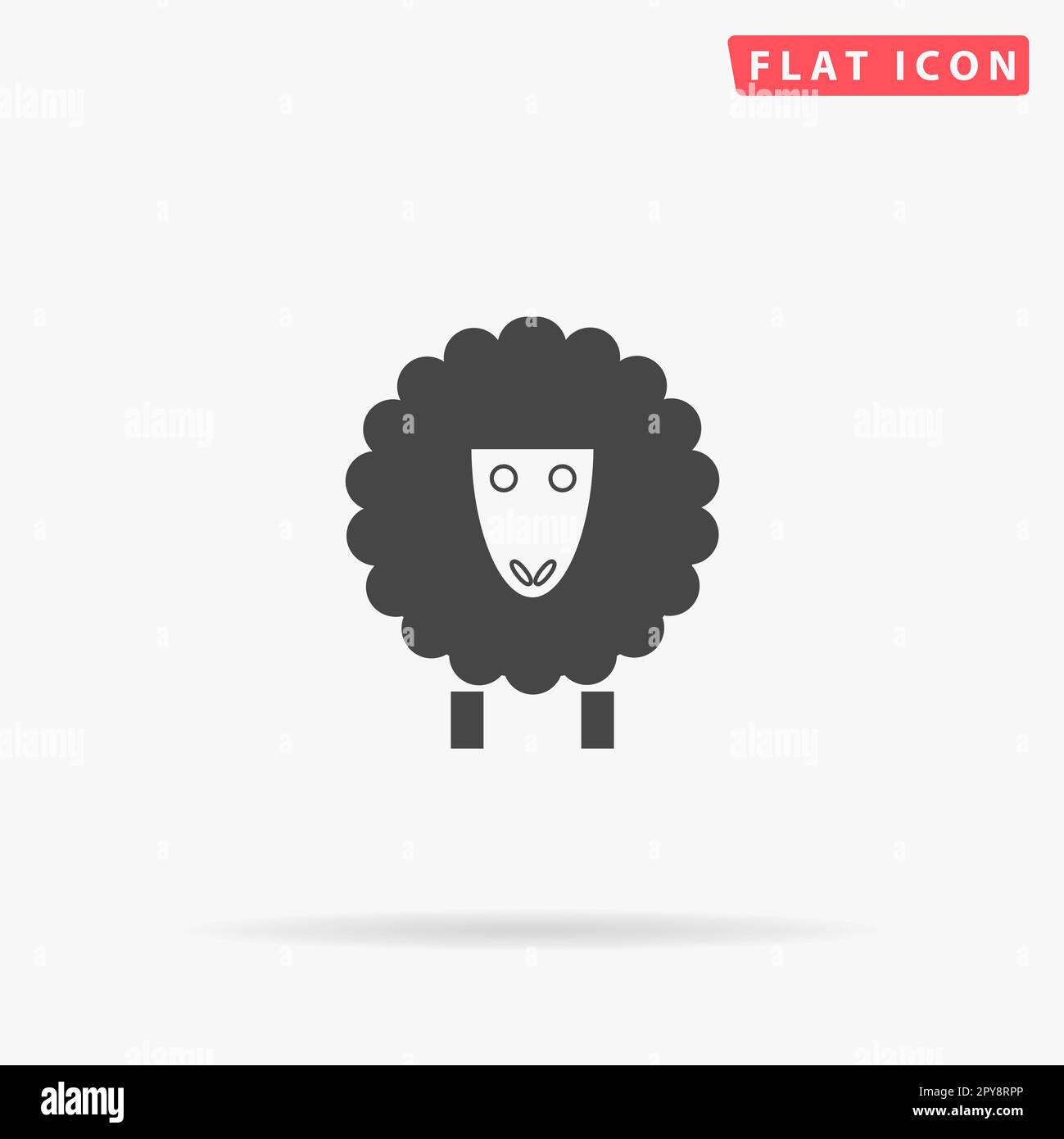Sheep. Simple flat black symbol with shadow on white background. Vector ...