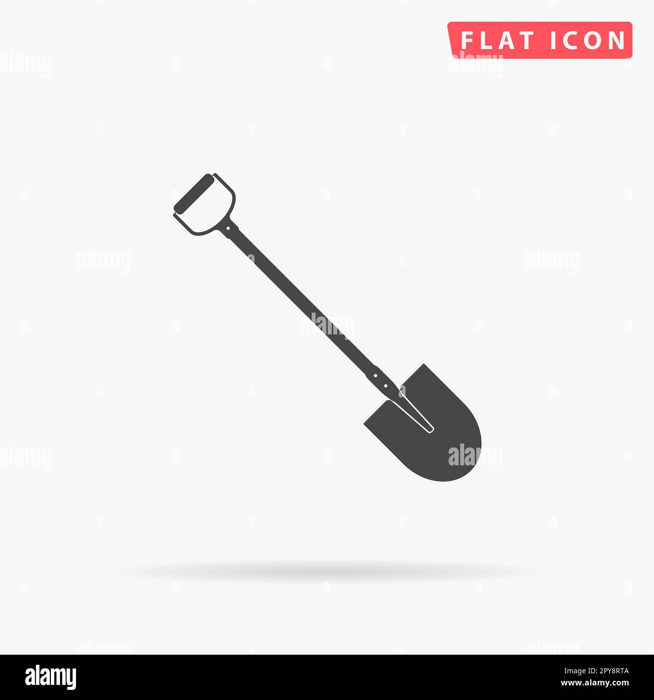 Shovel. Simple flat black symbol with shadow on white background ...