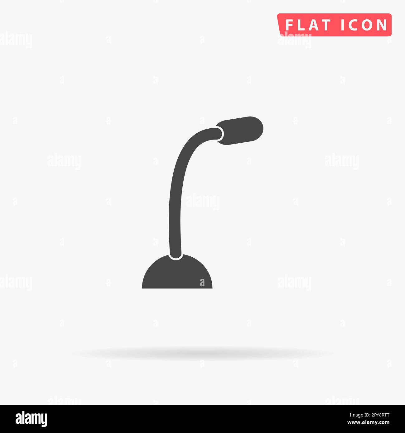 Simple computer microphone. Simple flat black symbol with shadow on ...