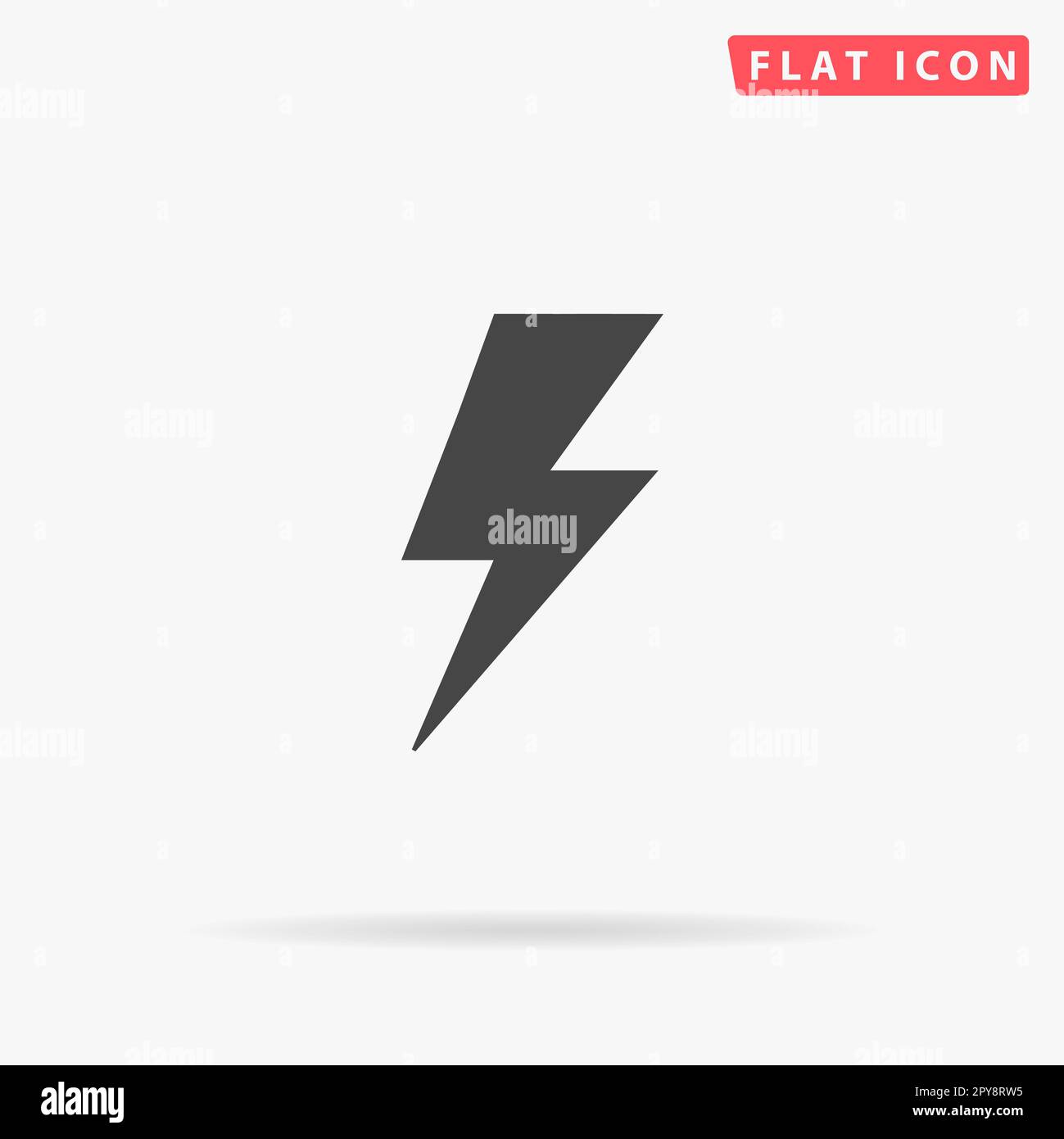 Simple bolt. Simple flat black symbol with shadow on white background ...