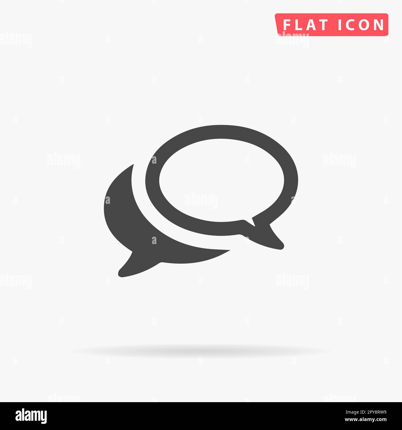 Simple Chat or Dialogue. Simple flat black symbol with shadow on white ...